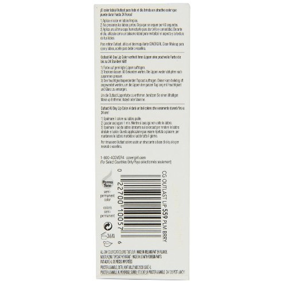 CoverGirl Outlast All Day Two Step Lipcolor, Plum Berry 559, 0.13 Ounce