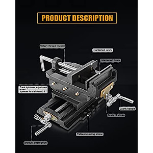 GYZJ 𝟔" 𝐂𝐫𝐨𝐬𝐬 𝐒𝐥𝐢𝐝𝐞 𝐕𝐢𝐬𝐞 Drill Press Milling Vise, 𝟔 in Jaw Width, 𝟔.𝟏 in Max Jaw Opening, Bench Mount Clamp Machine Vice Holder Clamping Tool for CNC Woodworking Milling Machine