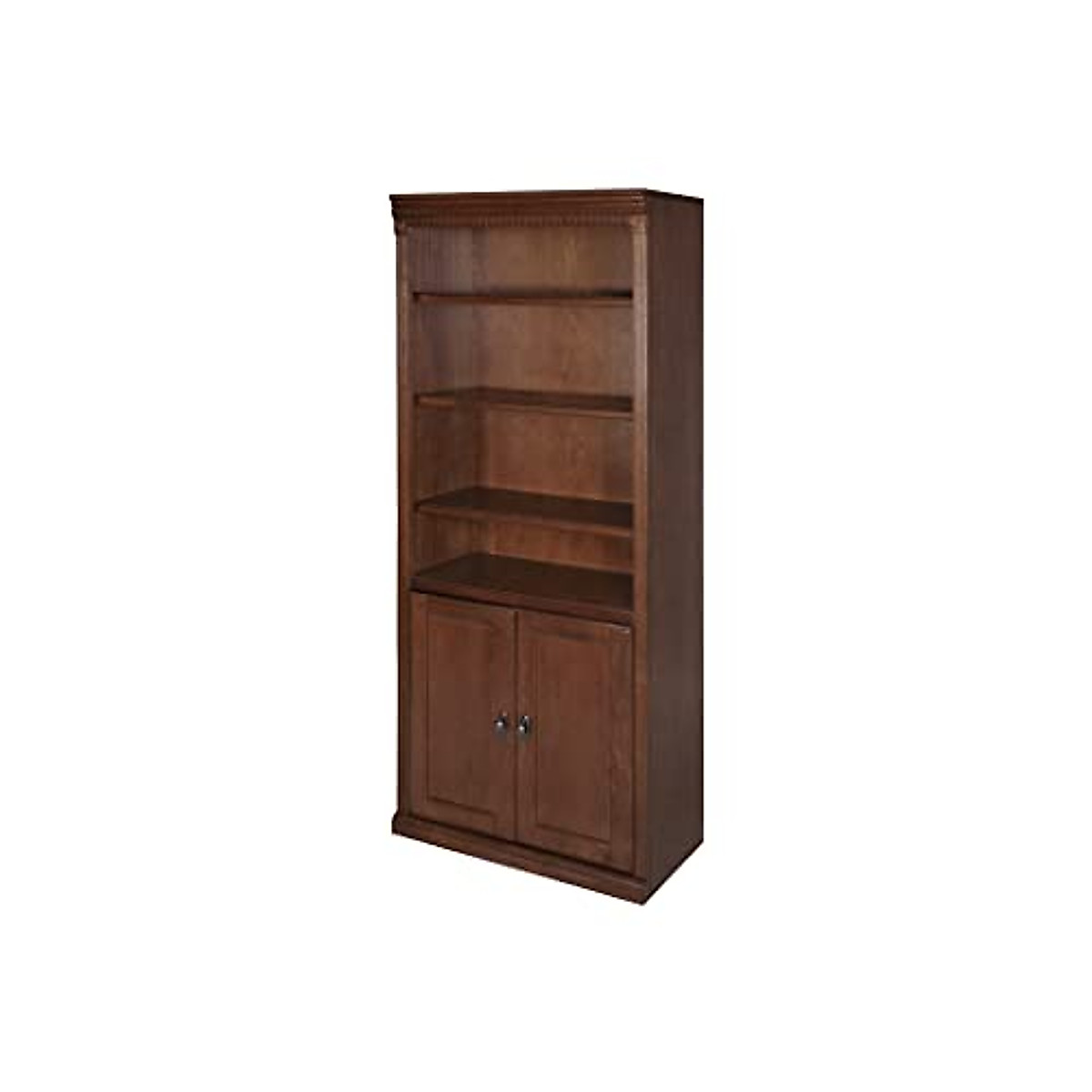 Martin Furniture Huntington Oxford Wood Bookcase with Doors, Storage Cabinet, Office Shelves, Brown (HO3072D/B)