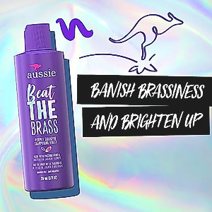 Aussie Beat The Brass Paraben-Free Purple Shampoo for Color-treated Hair, 8 Fl Oz