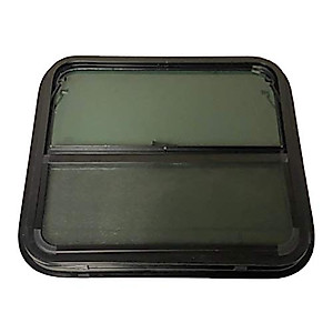 25.5" Width x 23.5" Height RV Window, Tiny House Vertical Slider W/Screen & Interior Camper Window Clamp Ring for 2" Wall Thickness Included, Teardrop Replacement Trailer Window