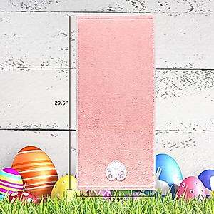GreenPine 2 Pack Easter Hand Towels Pink Rabbit Tail 100% Cotton Embroidered Premium Luxury Decor Bathroom Decorative Dish Towels Set for Drying, Cleaning, Cooking, Holiday Towels Gift Set 14 "X 29"
