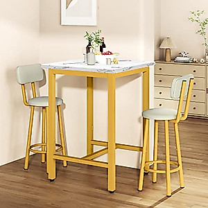 AWQM Table, 3-Piece Set, White & Gold