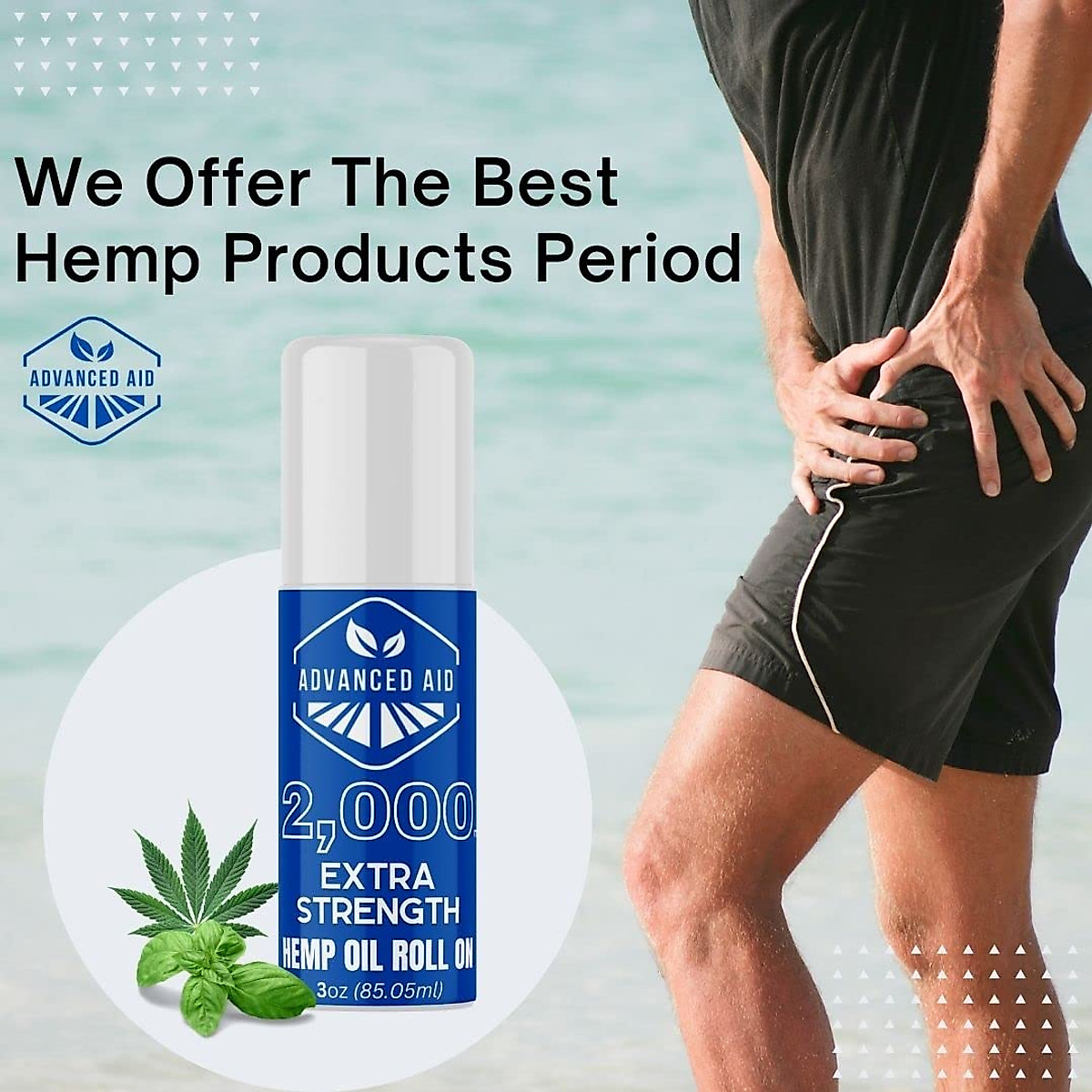 Advanced Aid: Extra Strength 2000mg Hemp Extract Roll On Menthol, Non-GMO Ultra-Pure Organic Made in The USA 90ml Read Description