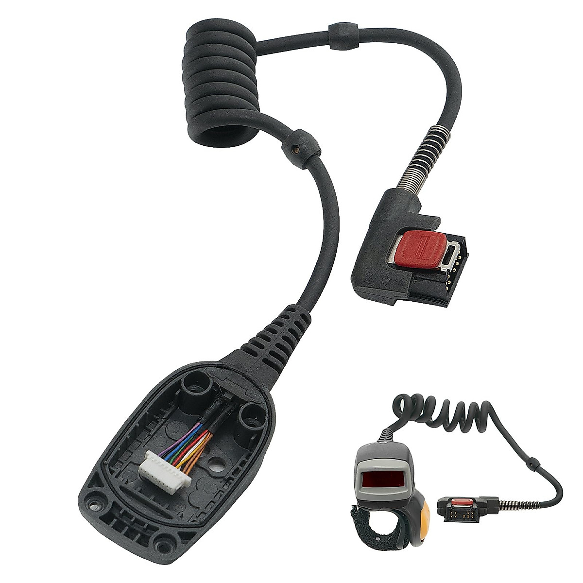 CARPSDZY RS409 Scan Cable Power Cable Replacement for Symbol RS409 RS419 Ring Barcode Scanner WT4090 WT41N0 Wearable Mobile Computer, Rugged Safe Coiled Cable with Back Cover