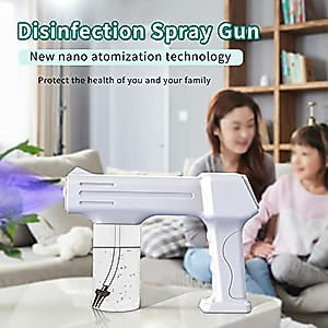 Disinfection Nano Steam Gun，Nano Spray Fogger，machine cordless disinfectant sprayer fogger，Portable Handheld Atomizer Steam Gun Sprayer for Home Office Car School Garden Gift (White)
