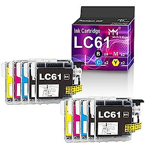 MM MUCH & MORE Compatible Ink Cartridge Replacement for Brother LC-61 LC61 LC 61 Used with DCP-165C DCP-375CW DCP-385CW MFC-490CW MFC-5895CW MFC-6490CW Printer (4 BK, 2 C, 2 M, 2 Y, 10-Pack)