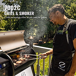 Z GRILLS Wood Pellet Grill Smoker with PID Controller, 700 Cooking Area, Meat Probes, Rain Cover for Outdoor BBQ, 7002C