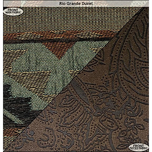 Paseo Road by HiEnd Accents Rio Grande 7 Piece Duvet Cover Set, Super King, Brown Faux Leather, Southwestern Luxury Bedding Set, 1 Duvet, 1 Bed Skirt, 2 Pillow Shams, 2 Euro Shams, 1 Neckroll Pillow