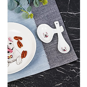 Pet Portrait Porcelain Spoon & Spoon Rest Set (French Bulldog)