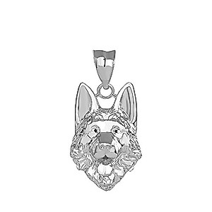925 Sterling Silver German Shepherd Dog Head Charm Pendant