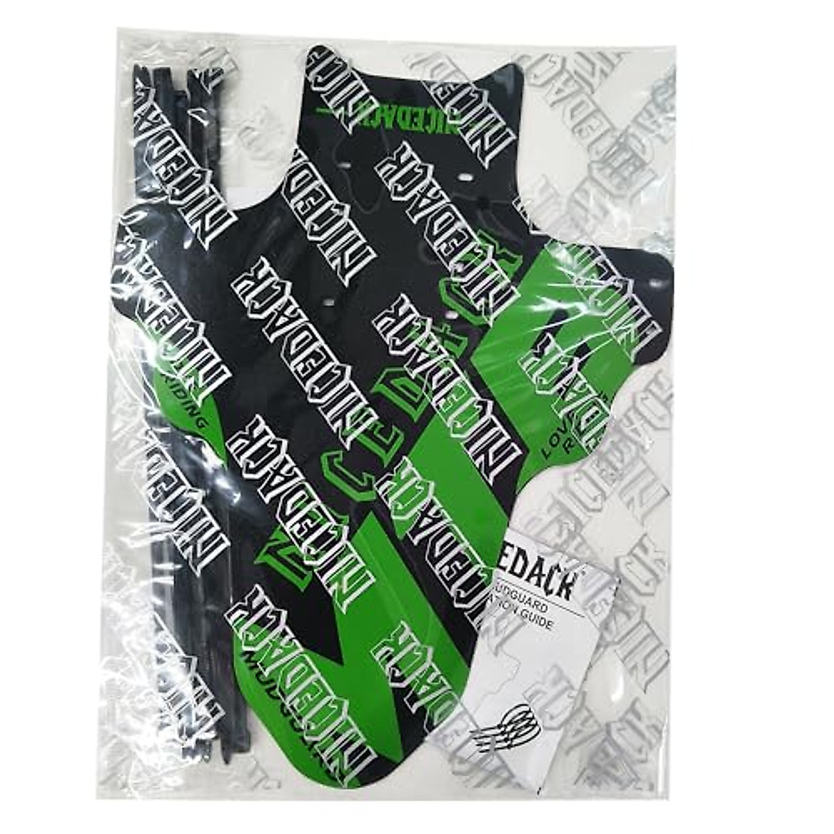 NICEDACK Mudguards Mountain Bike, 2 Pieces Mudguards Fit 20-29 Inch MTB Mudguard Front and Rear Compatible Bicycle Splash Guard (Green)