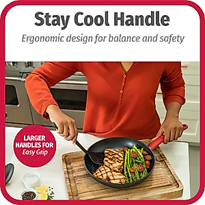 GoodCook ProEase 12" Nonstick Aluminum Frying Pan Skillet, Nonstick Fry Pan for Healthier Cooking, Black