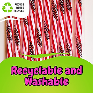Unbreakable Thick Smoothie Straws – Reusable! Monster Straw® Brand. Premium, Super-Wide™! Durable Hard Straws, Plastic Milkshake Straws, Jumbo Wrapped Boba Straws, Red & White Striped, ½" x 9" 10ct.