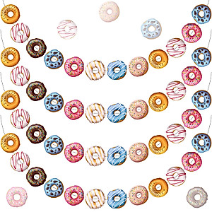 Donut Theme Party Banner 4 Pieces Donut Banner Donut Garland Donut Party Decorations for Donut Theme Birthday Party Christmas New Year Baby Shower Party Favors(Cute Style)
