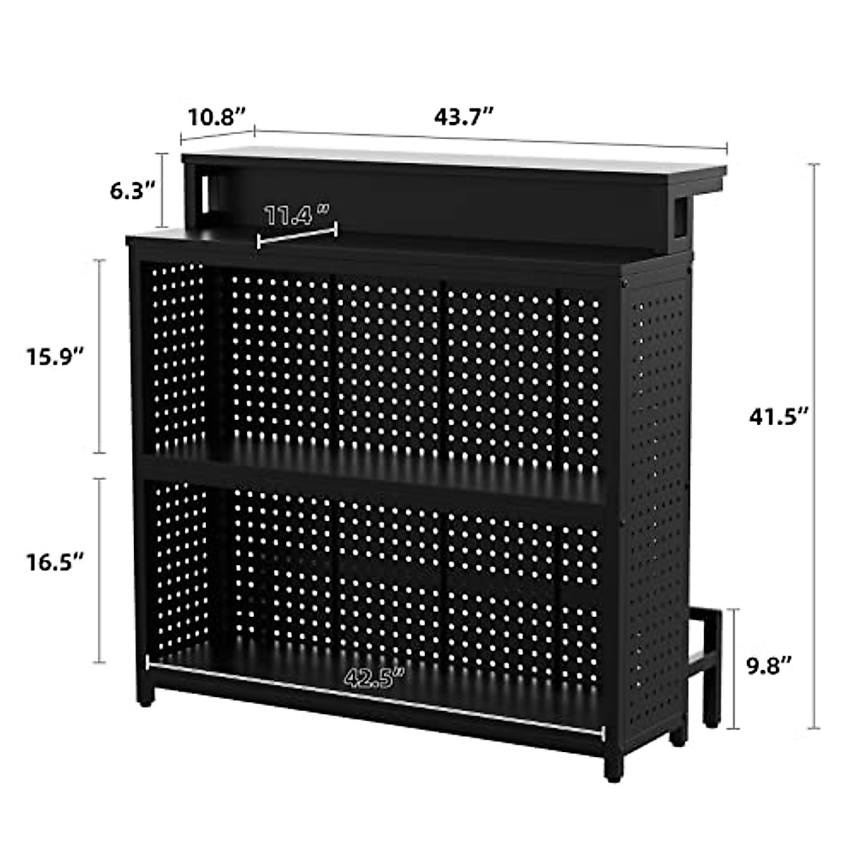 YITAHOME Home Bar Unit with LED Lights, Liquor Bar Table with Stemware Racks, Wine Bar Cabinet Mini Bar with Storage and Footrest for Home Kitchen Pub