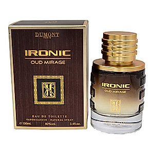 Dumont Ironic Oud Mirage Pour Homme (3.4 Fl. Oz) Eau De Perfum – Perfume Body Spray for Men, Boys, Him - Long Lasting Cologne with Tobacco, Leather, Grapefruit, Woodsy Masculine Scent