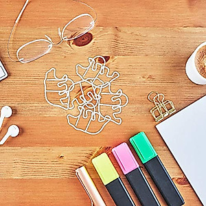 12Pcs Bear Shape Paper Clips,White Journal Paper Clips Metal Bookmark Clips Office Supplies with Storage Box for Document Organizing