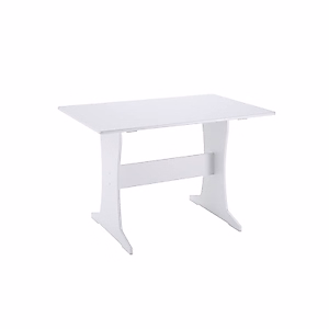 Riverbay Furniture Wood Storage Nook Kitchen Dining Breakfast Set in White and Beige