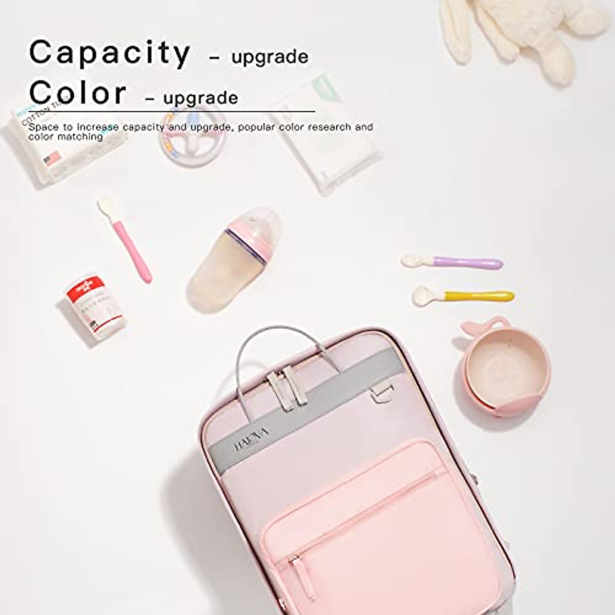 HaloVa Diaper Bag, Baby Daddy Mommy Travel Backpack with Wet Cloth, Tissues, Bottle Pockets, with Stroller Straps