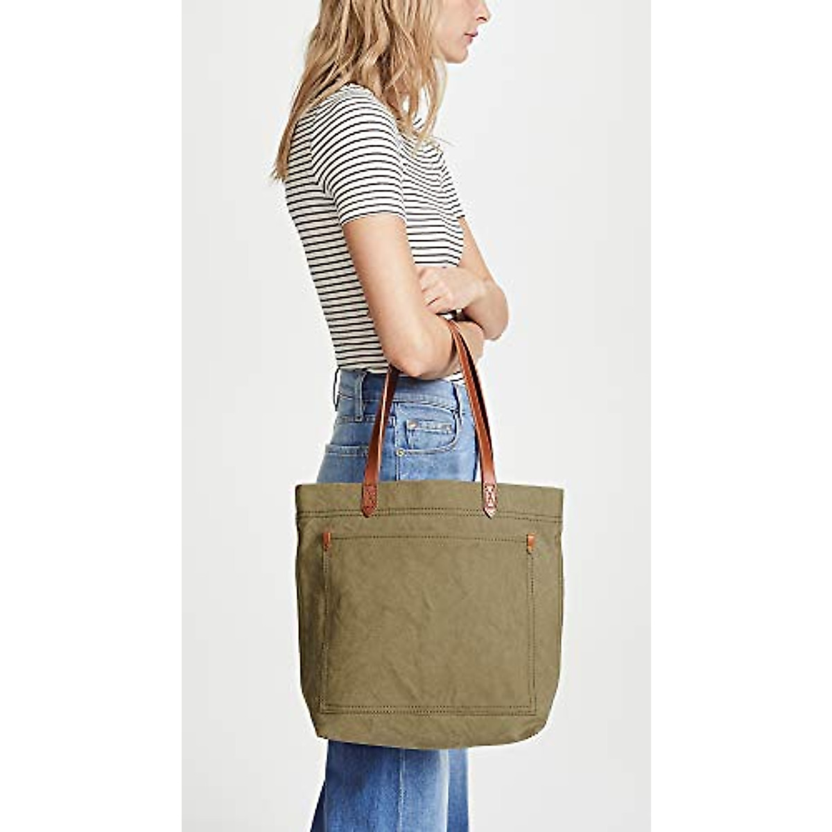 Madewell Women's The Canvas Medium Transport Tote, British Surplus, Black, One Size