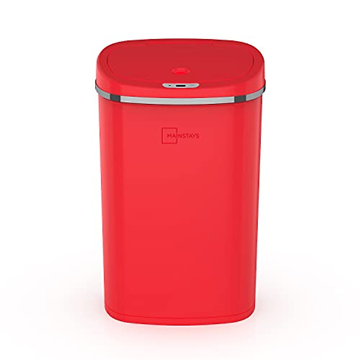 Mainstay Motion Sensor Trash Can, 13.2 Gallon, Red Stainless Steel