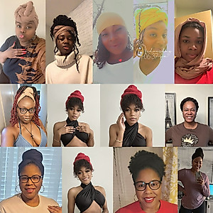 XTREND 4 Pieces Stretch Head Wrap Jersey Turban Fashion Headband Solid Color Bohemian Extra Long Hair Scarf Soft Breathable Easy to Knot Turban Tie for Women (Black, Camel, White, Wine Red)