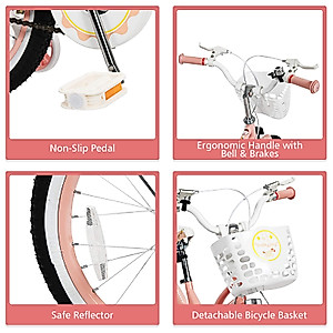 INFANS Kids Bike 18 Inch with 95% Assembled, Adjustable Seat, Balance or Training Wheels, Coaster Brake, Toddler Children Bicycle for 4 to 8 Years Old Boys Girls (Coral)