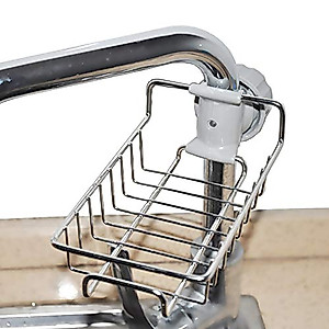 Sink Caddy Organizer, Stainless Steel Faucet Storage Rack Sponge Holder for Kitchen Accessories(Silver)