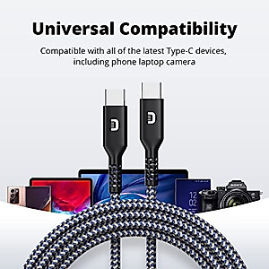 Zendure USB C to USB C Cable 100W PD Fast Charge Ultra Strong Durable Data Transfer Type C Charging Cable for Galaxy S20, iPad Mini 6, iPad Air 4, MacBook Pro 2021, Switch, Pixel, LG, 100cm, Black