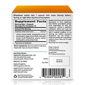 PartySmart, One Capsule for a Better Morning, 10 nights out Supply, Non-GMO, Plant-based, 250 mg, 10 capsules
