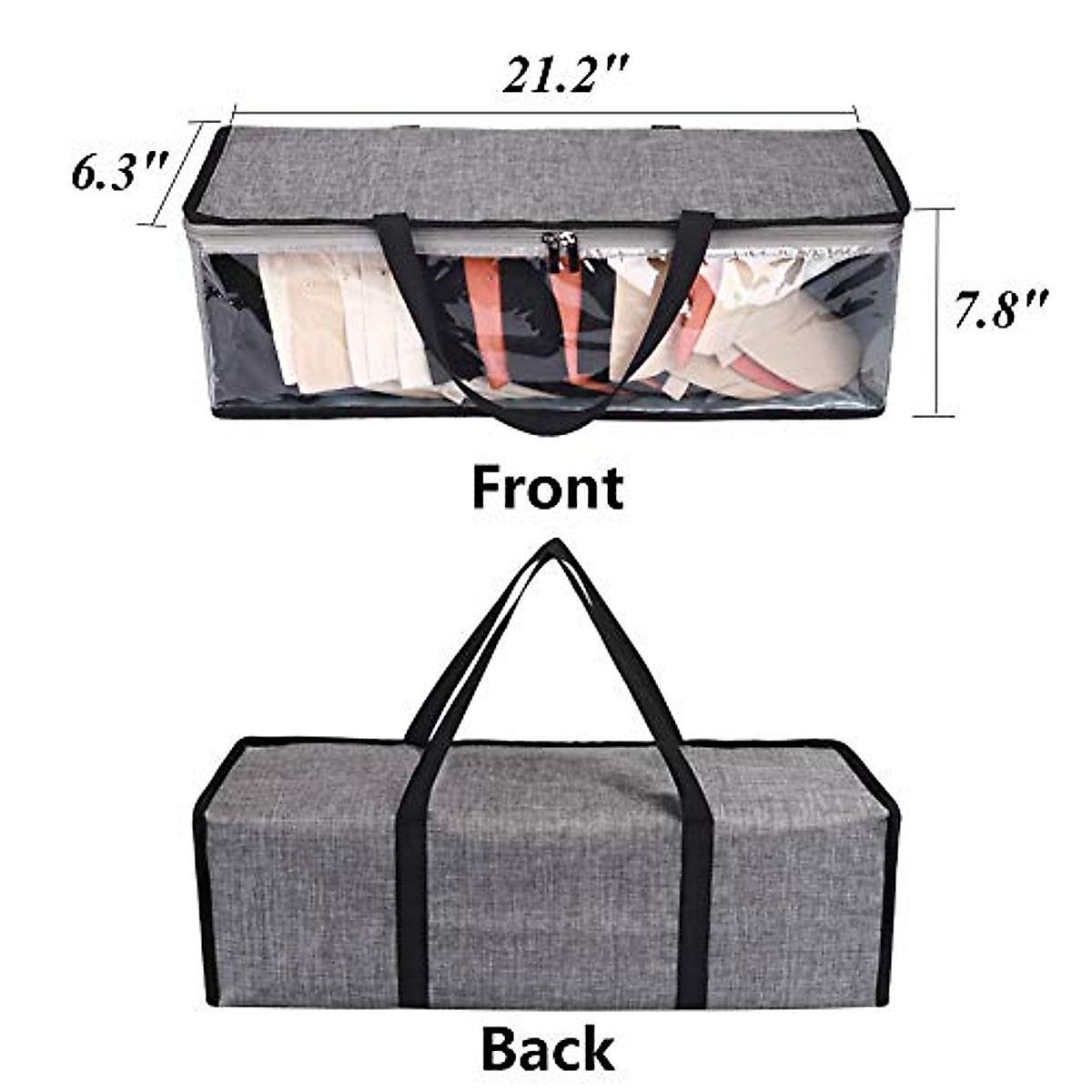 2 Packs Hat Organizer, Hat Storage for Baseball Caps, Hat Bag, Baseball Cap Organizer, Hat Holder Rack with 2 Carry Handles, Portable/Clear Visible/Dust Free, Holds Up to 19 Hats (Gray)