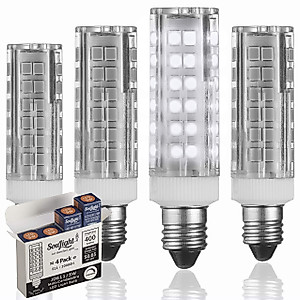 E11 LED Bulbs – 5W - 50W Halogen Replacement - Dimmable - Mini-Candelabra Base Light Bulb - Replaces T4 /T3 JDE11 – Day Light 6000K - for Ceiling Fans, Cabinet Lighting, Sconce & More- 4 Pack