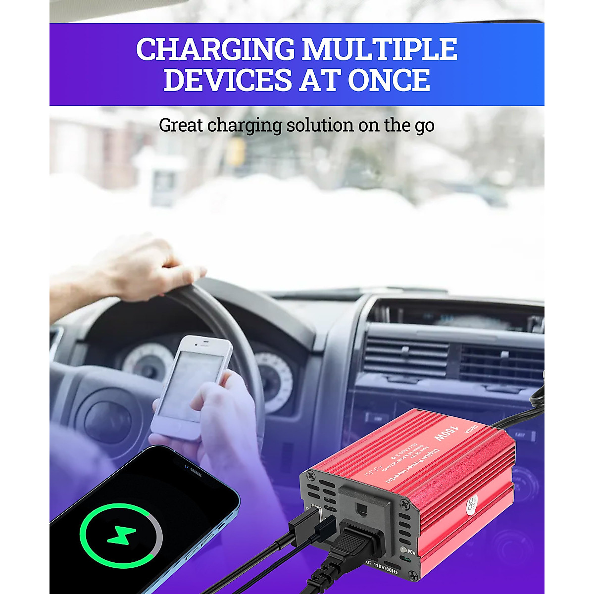 Zlirfy Car Inverter,Power Inverter,150W Car Power Inverter,Car to Outlet Adapter with USB+Type-C PD Dual Interface,Car Accessories Car Power Adapter,Car Plug Outlet Adapter