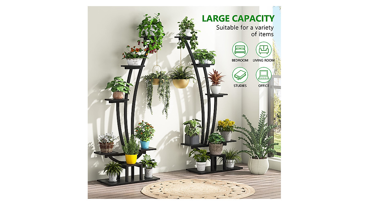 Tribesigns 6-Tier Indoor Plant Stand - 2 Pack Curved Metal Display