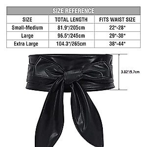 WHIPPY Women Obi Belt Fashion Wrap Around Wide Waistband Knotted Cinch Belt for Dress, Black, XL