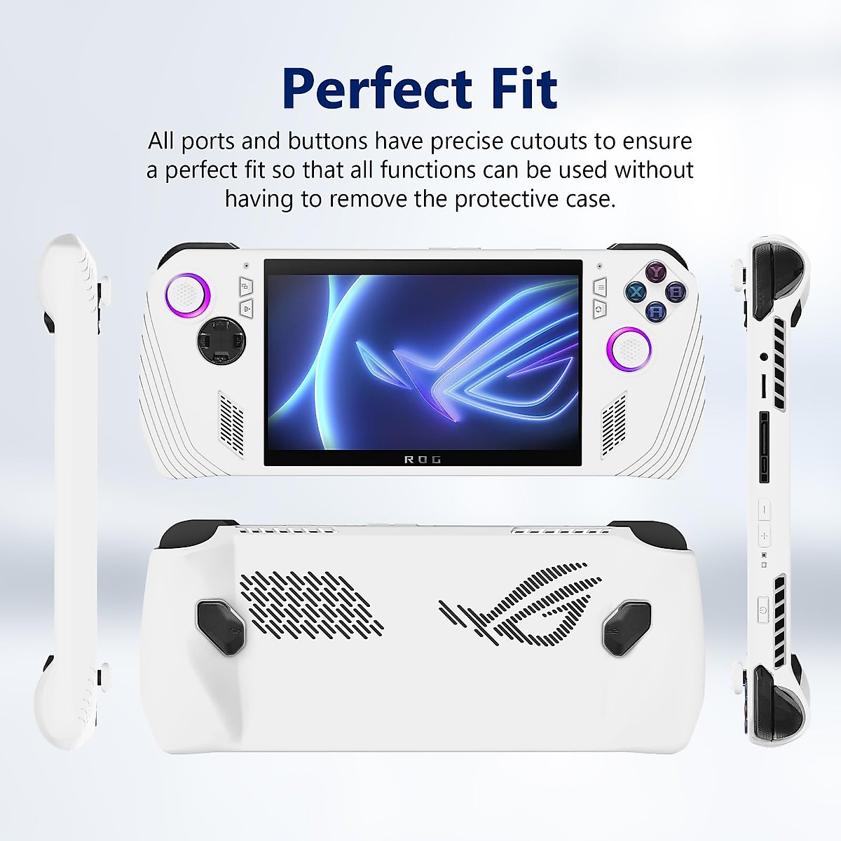 Writiany Protective Silicone Case for 2023 ASUS ROG Ally Game Console Drop-Proof Case for 2023 ASUS Rog Ally Handheld Case (White)