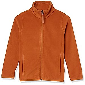 Amazon Essentials Toddler Boys' Polar Fleece Full-Zip Mock Jacket - Discontinued Colors, Rust Orange, 4T