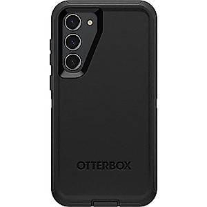 OtterBox Galaxy S23+ Defender Series Case - BLACK, rugged & durable, with port protection, includes holster clip kickstand