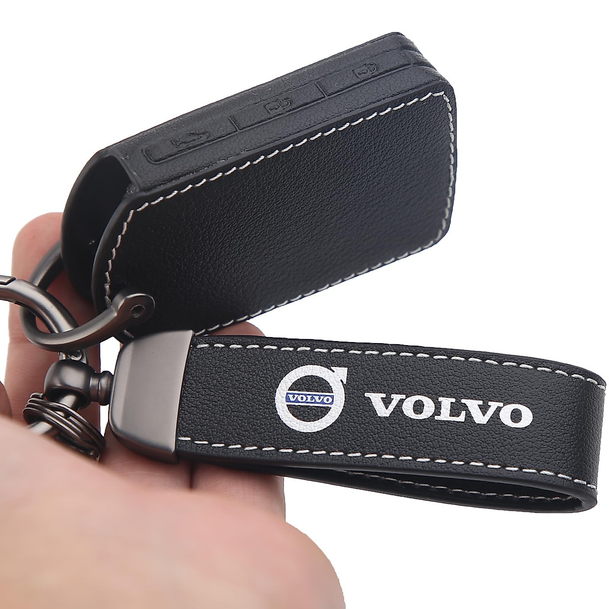 LoyalSoldier Genuine Leather Smart Key Fob Cover Case Compatible with Volvo XC40, XC60, XC90, S90, S60, V60, V90 2019-2023(B Model)