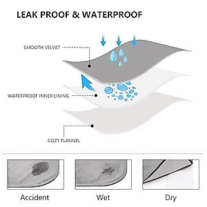 Tuffeel Waterproof Dog Blanket, 68x82 inches Soft Leak Proof Pet Couch Throw for Sofa, Bed Furniture Protector Covers from Dogs Puppys Cats Washable-Light Grey+Dark Grey