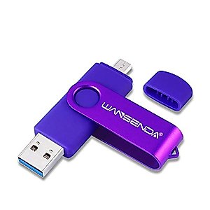 OTG USB Flash Drive WANSENDA 3.0 USB Memory Stick 256GB 128GB 64GB 32GB 16GB Pen Drive High Speed for Android/PC/Mac (16G, Purple)