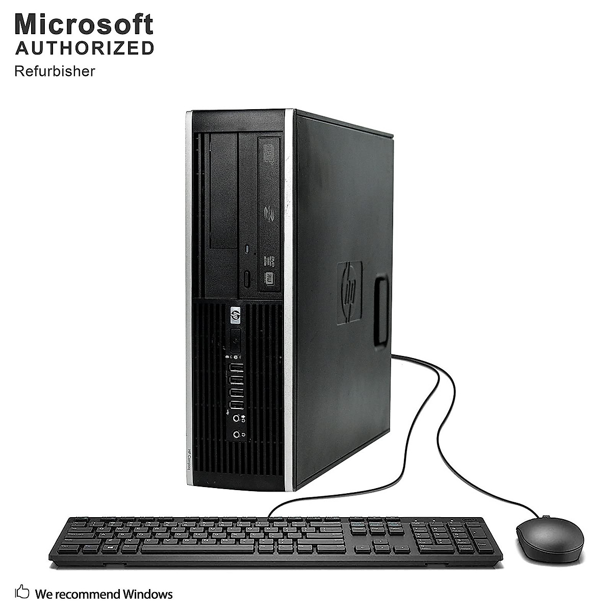 HP Elite Desktop Computer, Intel Core 2 Duo 2.9 GHz, 8 GB RAM, 1 TB SATA HDD, Keyboard & Mouse, WiFi, Dual 19in LCD Monitors (Brands Vary), DVD, Windows 10 (Renewed)