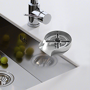 Suntage Metal Glass Rinser for Kitchen Sink Faucet, Cup Washer Sink Attachment, Glass Cup Cleaner, Cup Bottle Washer, Automatic Glass Washer for Bar Sink, Stainless Steel, Brushed Nickel Finish