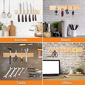 Magnetic Knife Holder for Wall, PICKWILL 16 Inch Magnetic Knife Strip, Powerful Wood Magnet Knife Rack for Kitchen Knives & Tools