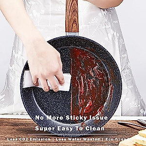 Hausfrau Induction Pots and Pans Set Nonstick, 8pcs Kitchen Cookware Set Non Stick, Non Toxic Black Granite PFOA Free