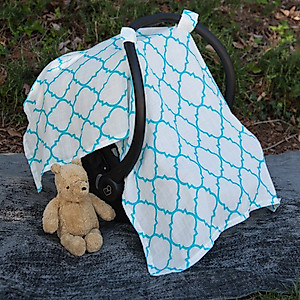 Maddie Moo Car Seat Canopy with Breathable, Muslin for Baby Seats, Blue and White Pattern