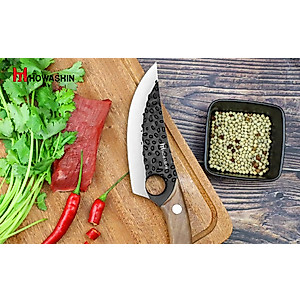 Howashin 6 Inch Viking Knife High Carbon Chef Knife Hand Forged Kitchen Knife Meat Butcher Ergonomic Handle With Sharpener and Christmas Gift Box