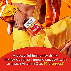 OLLY Immunity Powder, Daytime Immune Support, Elderberry, Vitamin C, D, Zinc, Fizzy Drink Mix, Blood Orange - 10 Count