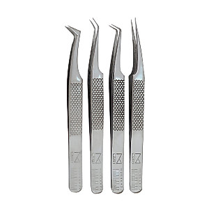 M LASH V4 - Stainless Steel Precision Eyelash Tweezers - Professional Grade Lash Applicator Tool for Meticulous Eyelash Extensions (Silver)